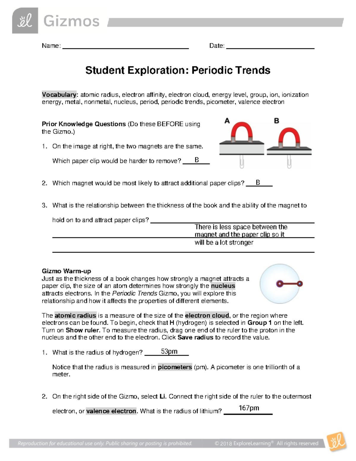 Periodic Trends SE - Yurrr - Name: Date: Student Exploration: Periodic ...