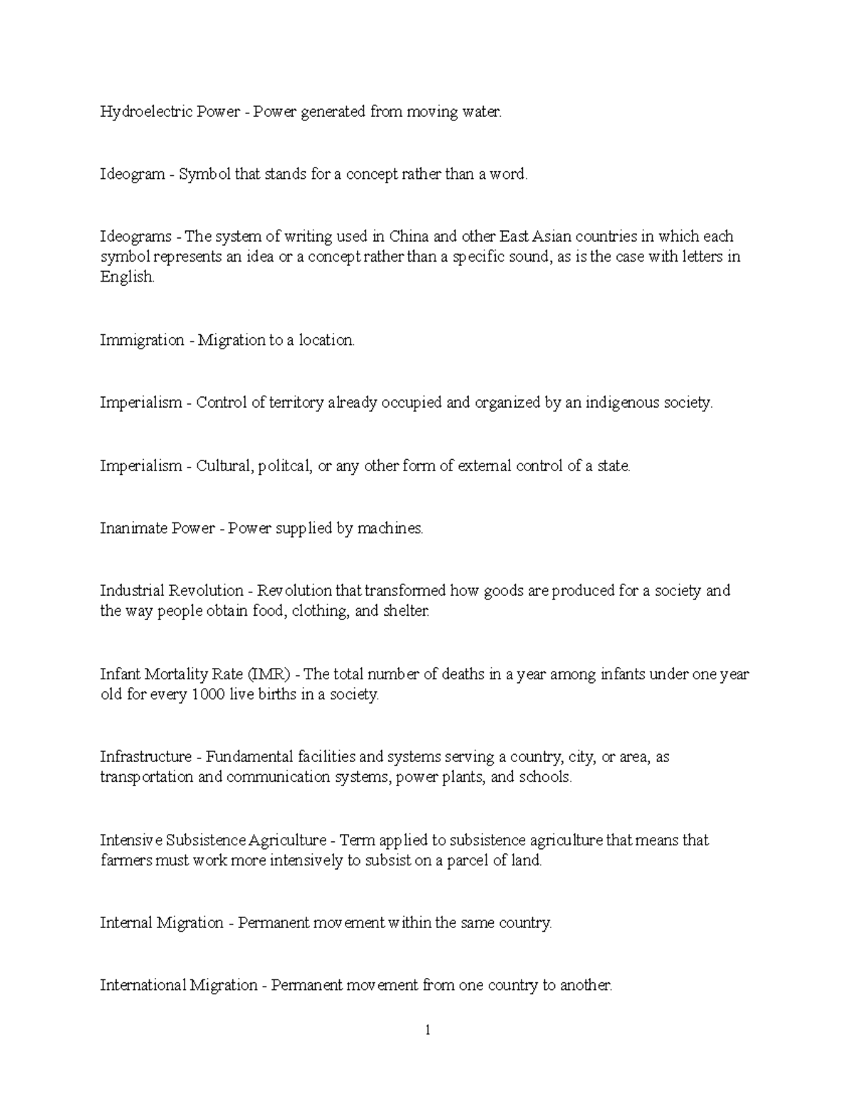 Note 10 - study guide - Hydroelectric Power - Power generated from ...