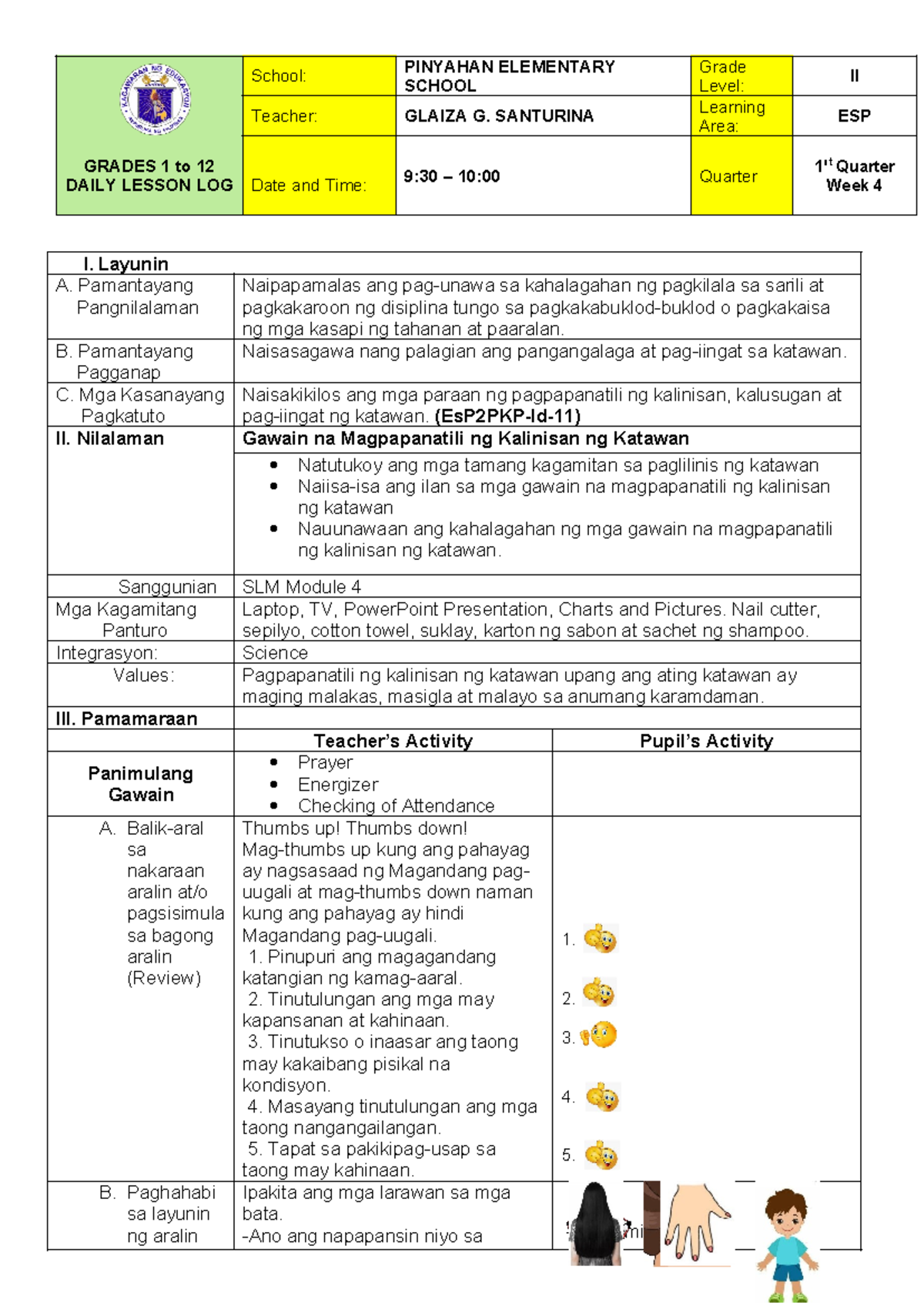 DETAILED LP in ESP2-WEEK4 (edited) - GRADES 1 to 12 DAILY LESSON LOG ...