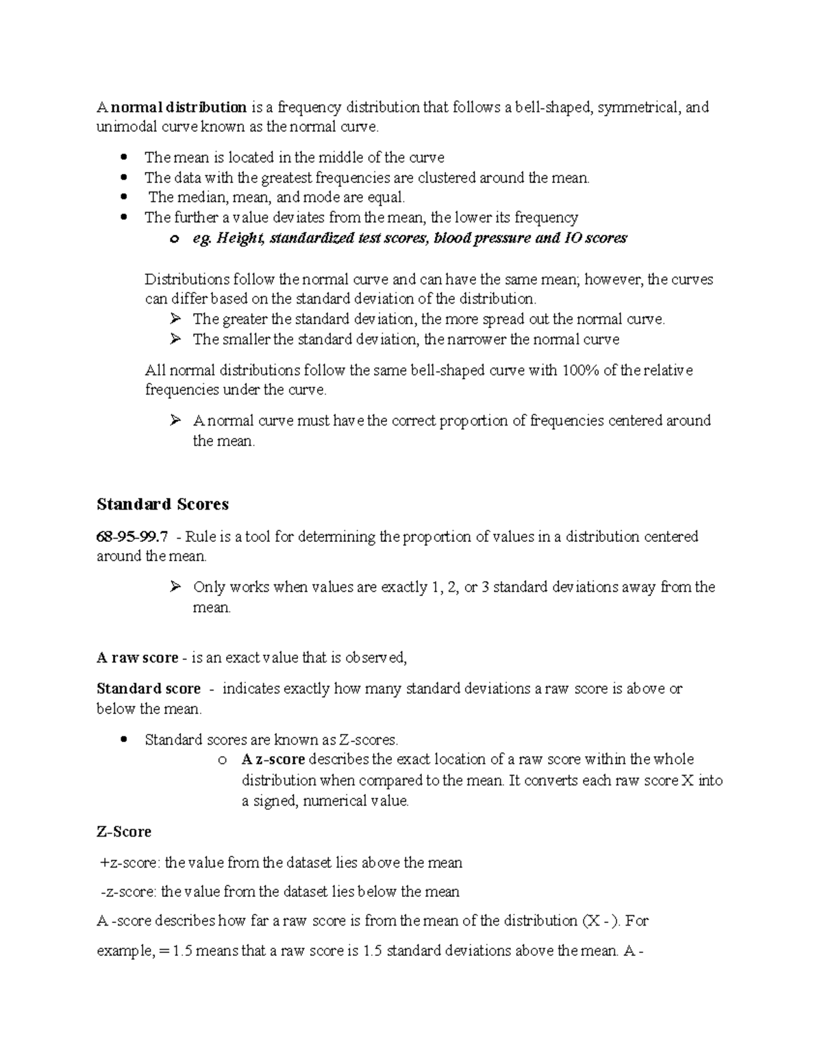 Module 4 study - assignment - A normal distribution is a frequency ...
