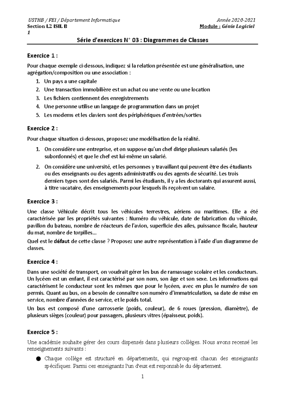 Série 3 Exo GL - L2 ISIL - USTHB / FEI / Département Informatique Année ...