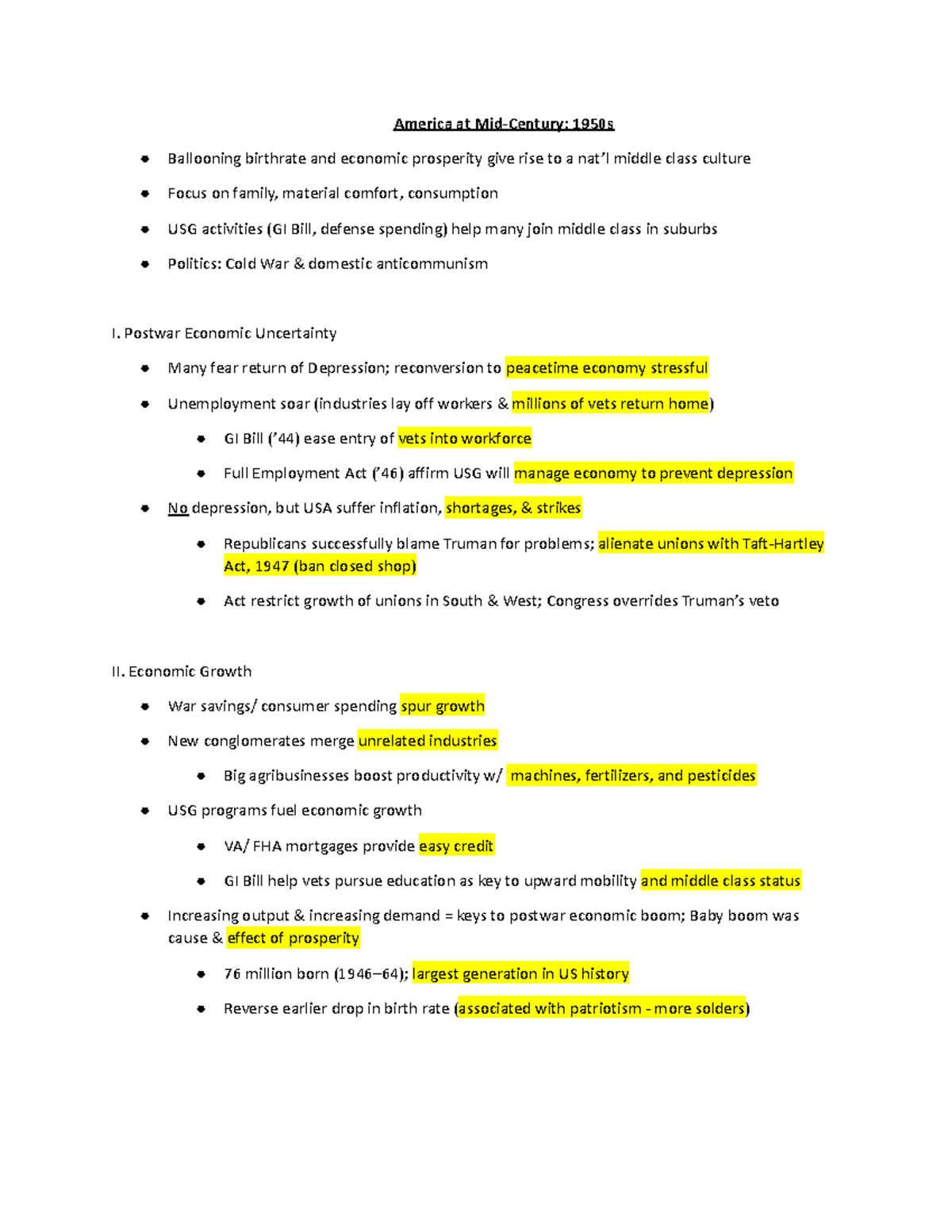 1950s Outline - Notes We Take In Class. - Ballooning birthrate and ...