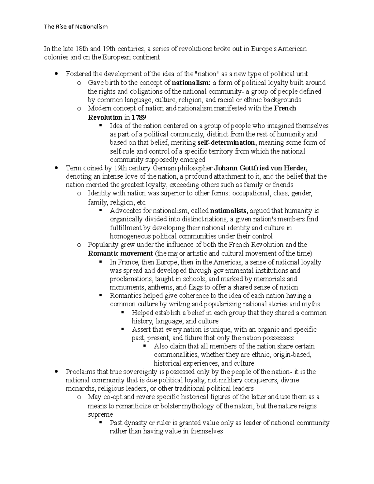 The Rise of Nationalism - In the late 18th and 19th centuries, a series ...