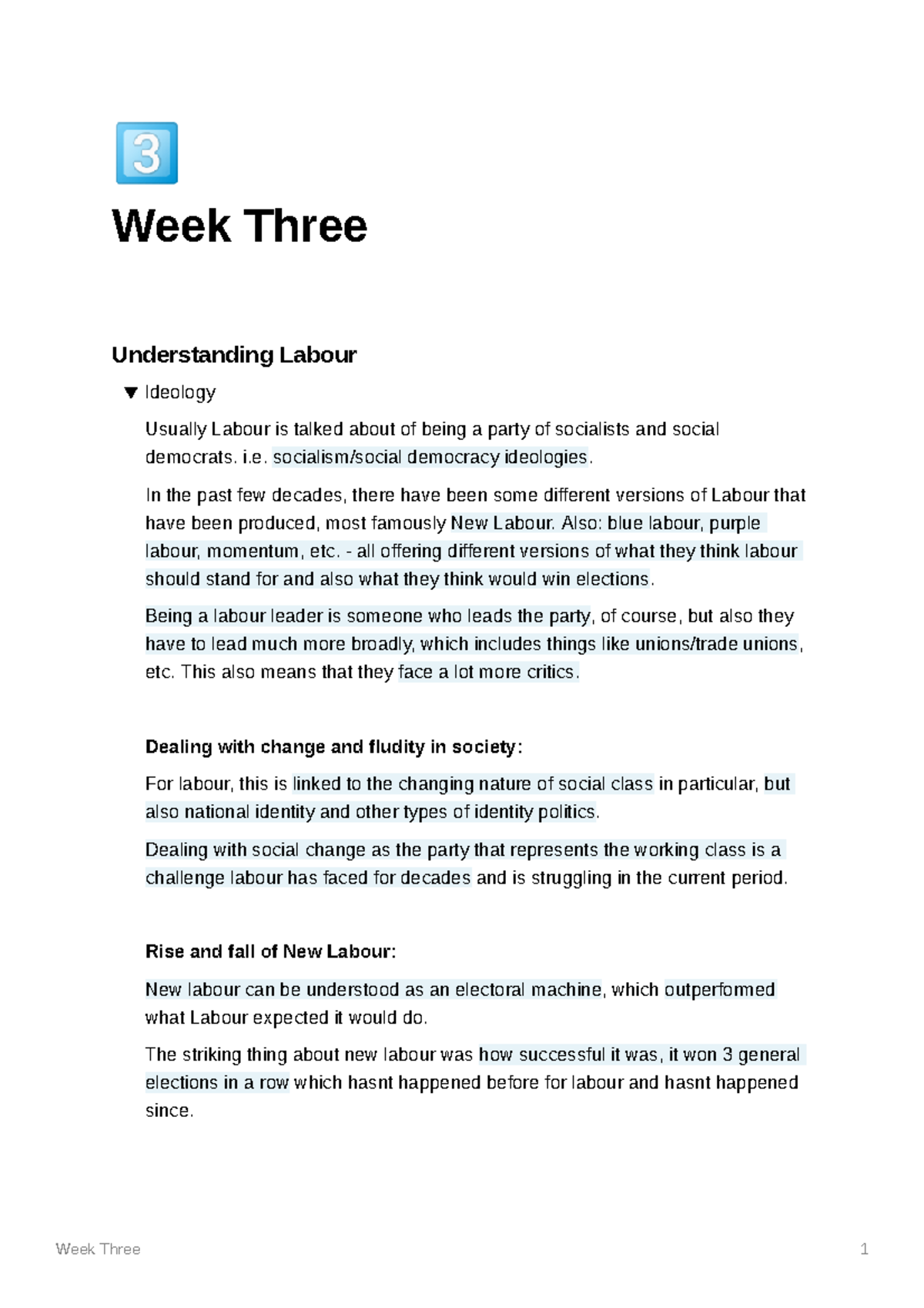Understanding Labour - 󾠰 Week Three Understanding Labour Ideology ...