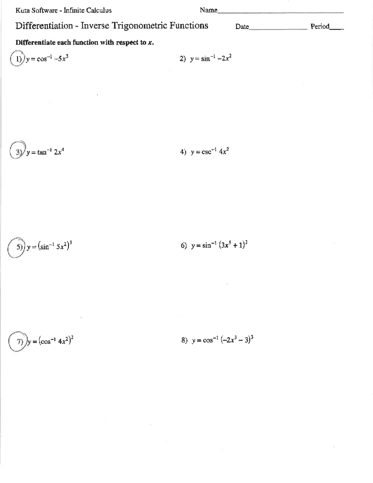 Chapter 3 Review WS Calc - Kuta Software Infinite Calculus Name ...