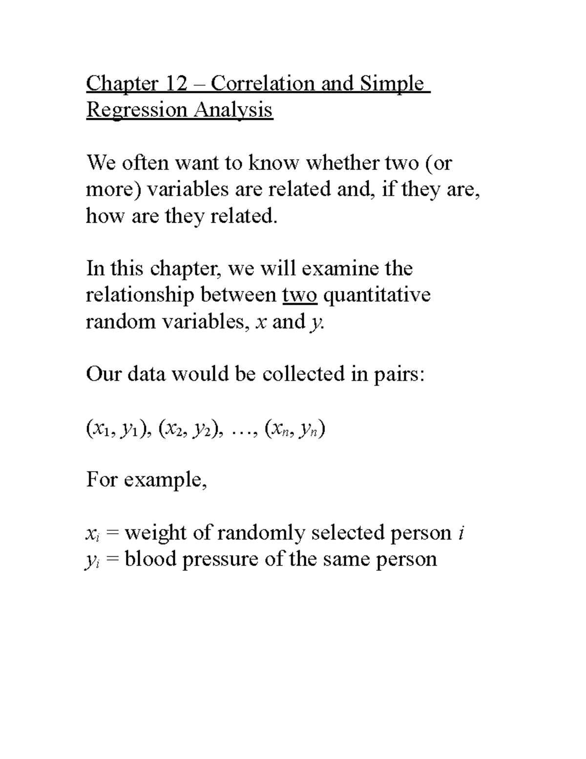 Section+12 - notes - Chapter 12 – Correlation and Simple Regression ...