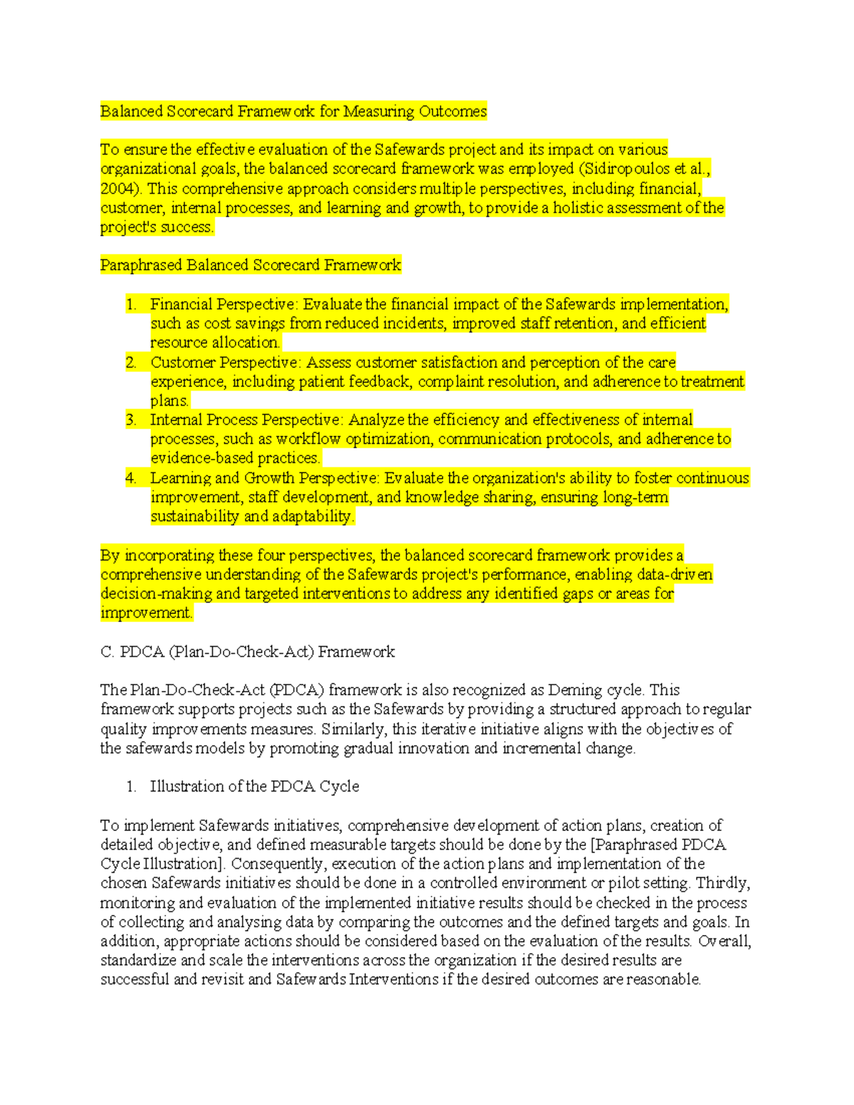 Balanced Scorecard Framework For Measuring Outcome 1 2004 This Comprehensive Approach