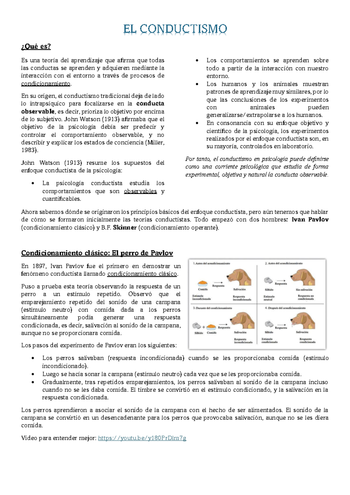 Conductismo - EL CONDUCTISMO ¿Qué es? Es una teoría del aprendizaje que ...