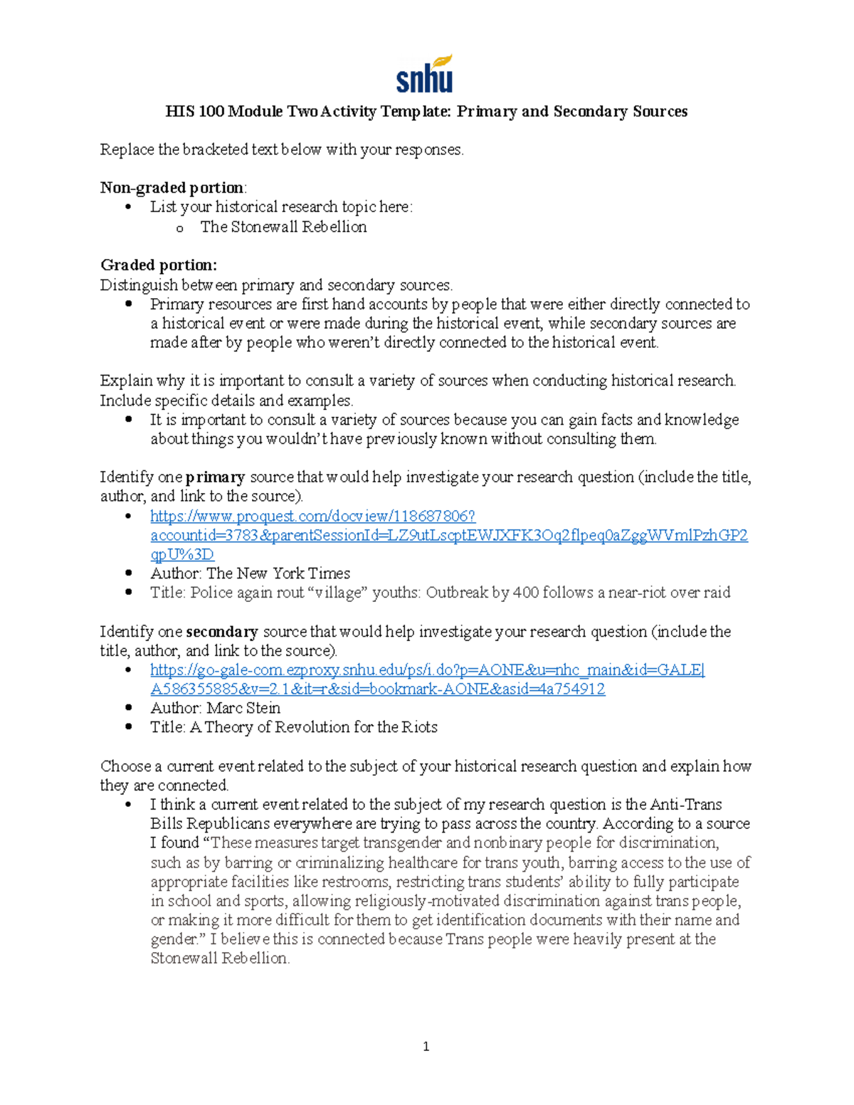 HIS 100 Module Two Activity Sources - HIS 100 Module Two Activity ...