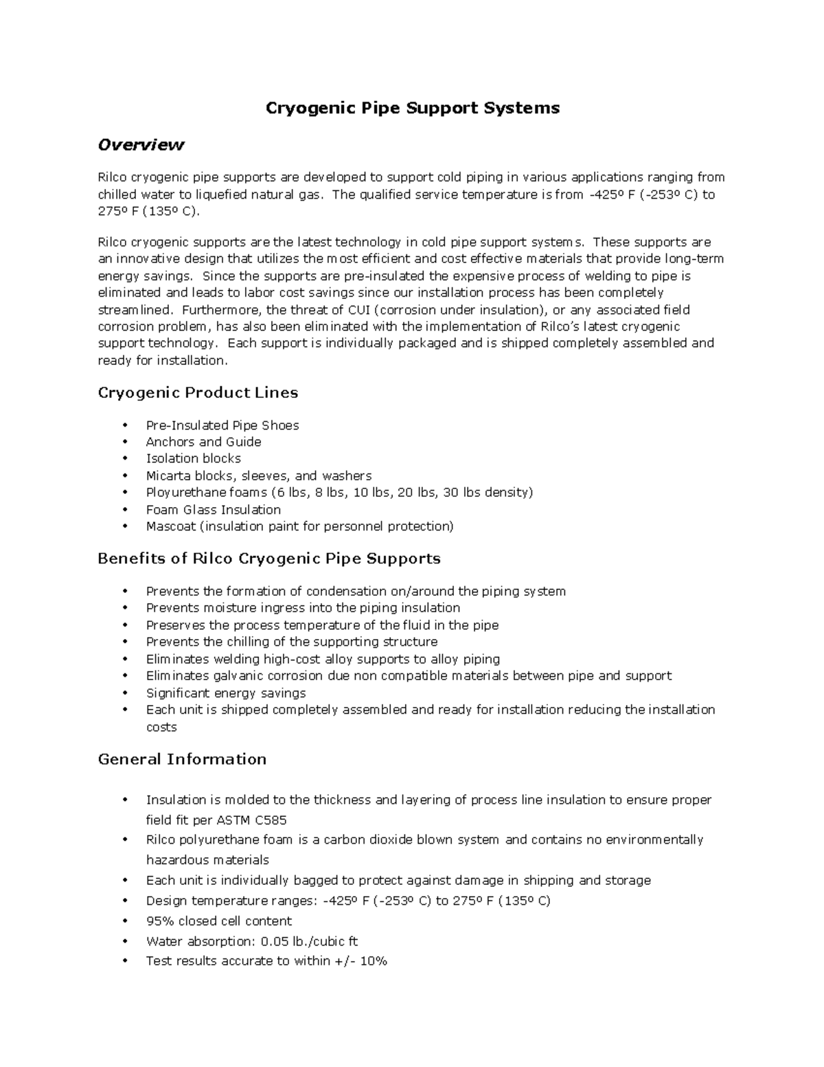 Cryogenic Pipe Support Systems - Cryogenic Pipe Support Systems ...