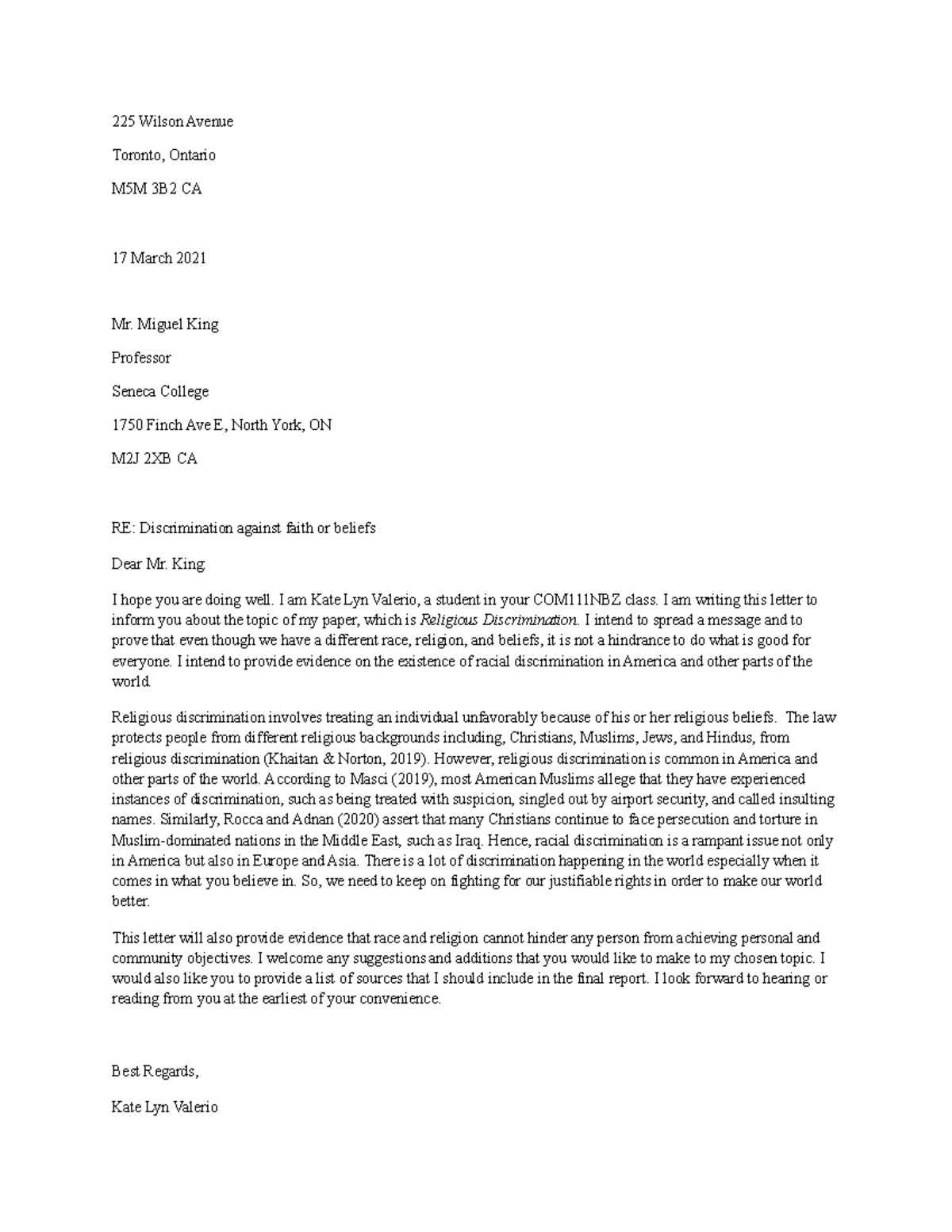 Transfer Assignment Letter - 225 Wilson Avenue Toronto, Ontario M5M 3B2 ...