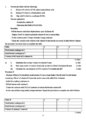 Titration QS - Determining of molarity of solutions - b) i) Calculate the average volume of ...