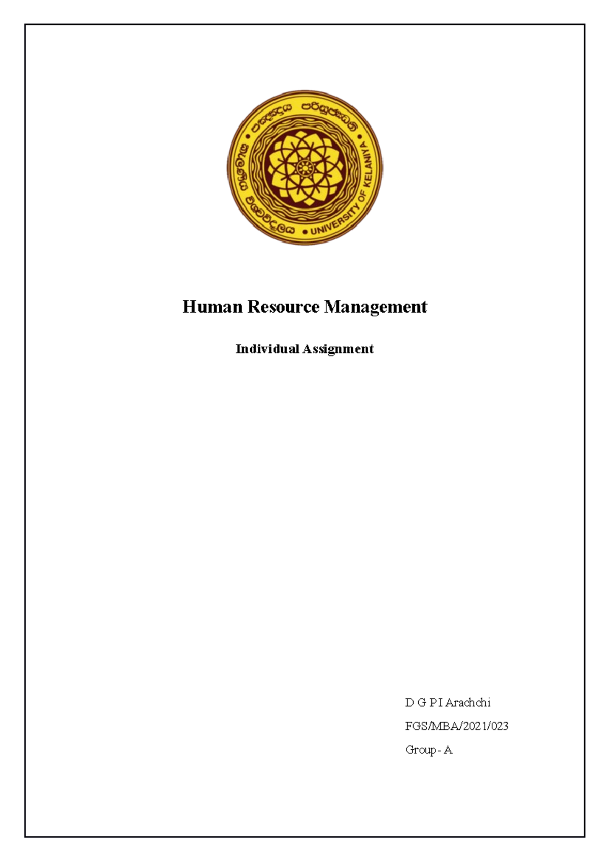 HRM Individual - HRM case study - Human Resource Management Individual ...