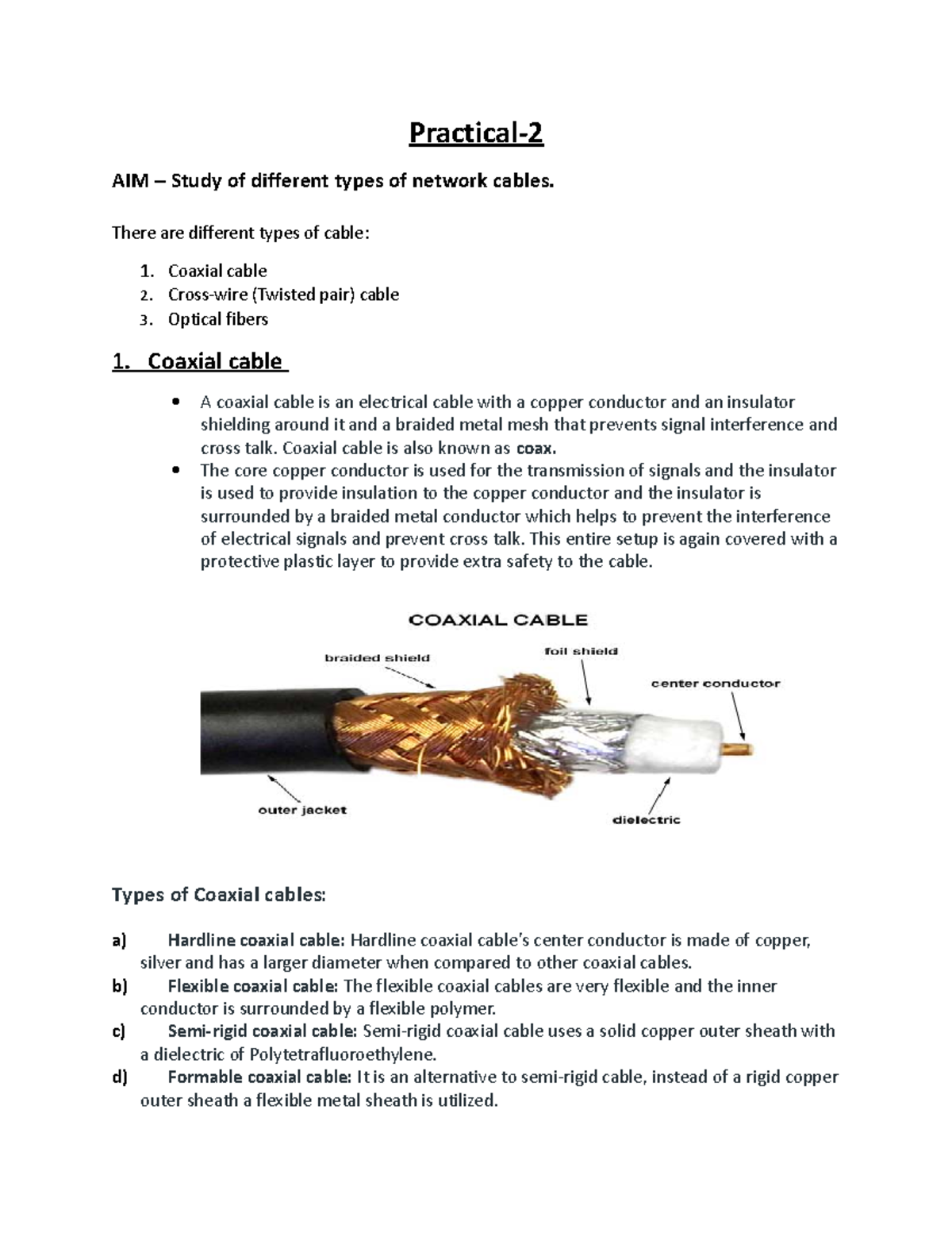 Practical - Practical- AIM – Study of different types of network cables ...