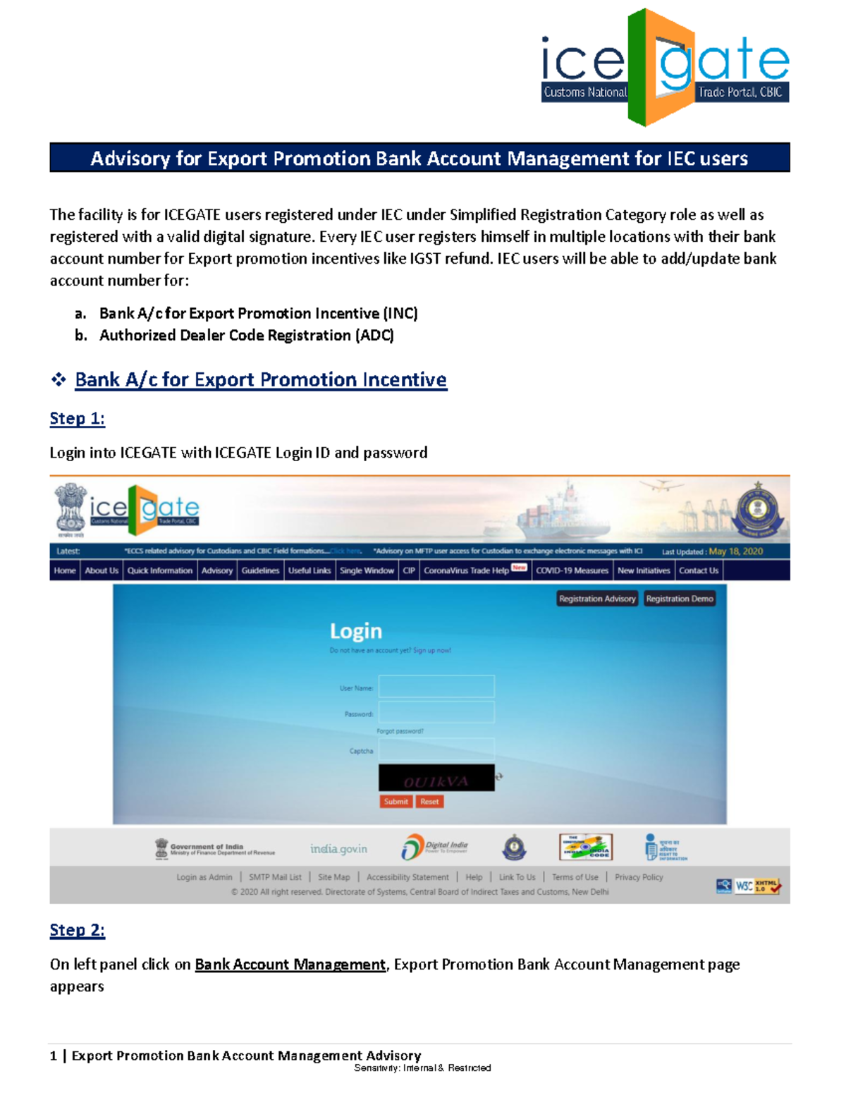 Icegate AD CODE Advisory - Taxation Laws - MU - Studocu
