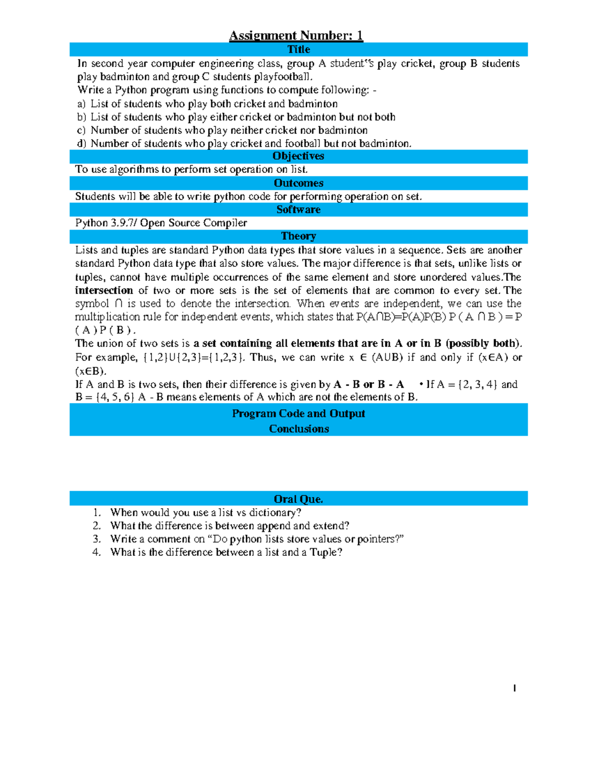 LAb Manual Data Structure Apcoer final updated - Assignment Number: 1 ...