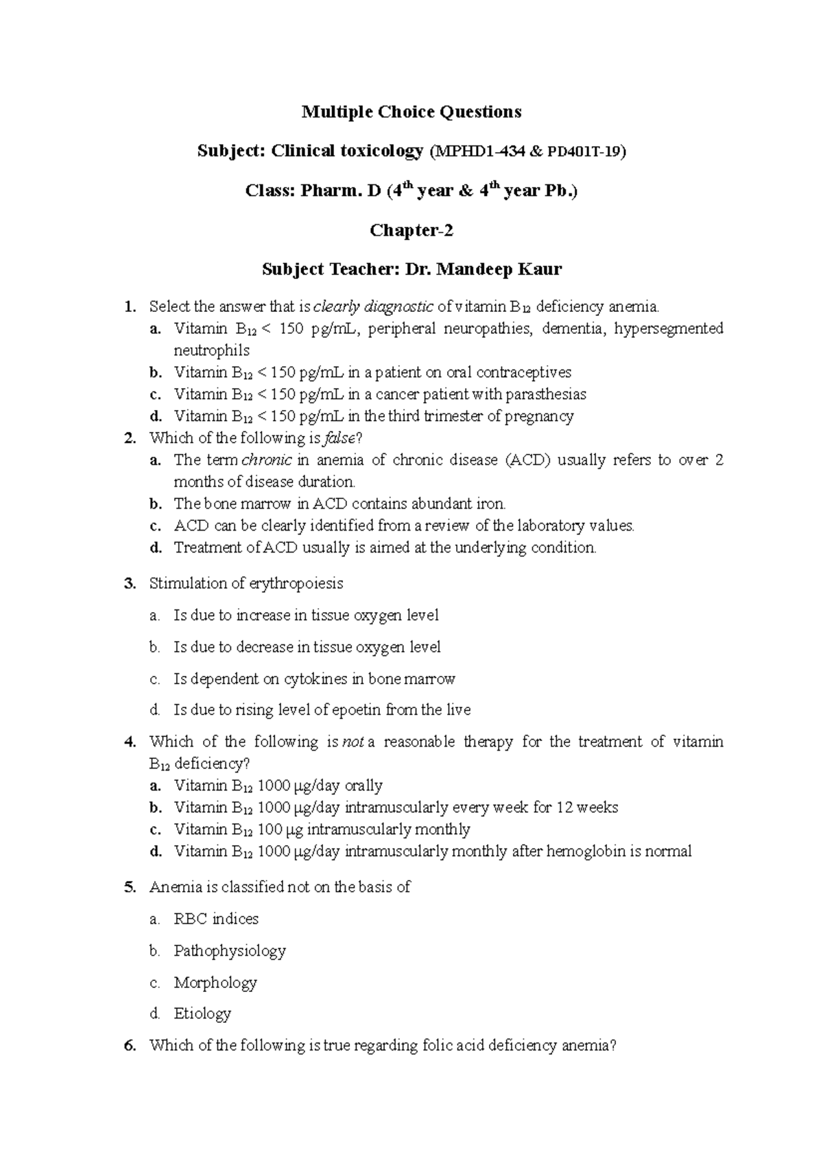 PCT III Chapter 2 for practice for online exam - Multiple Choice ...