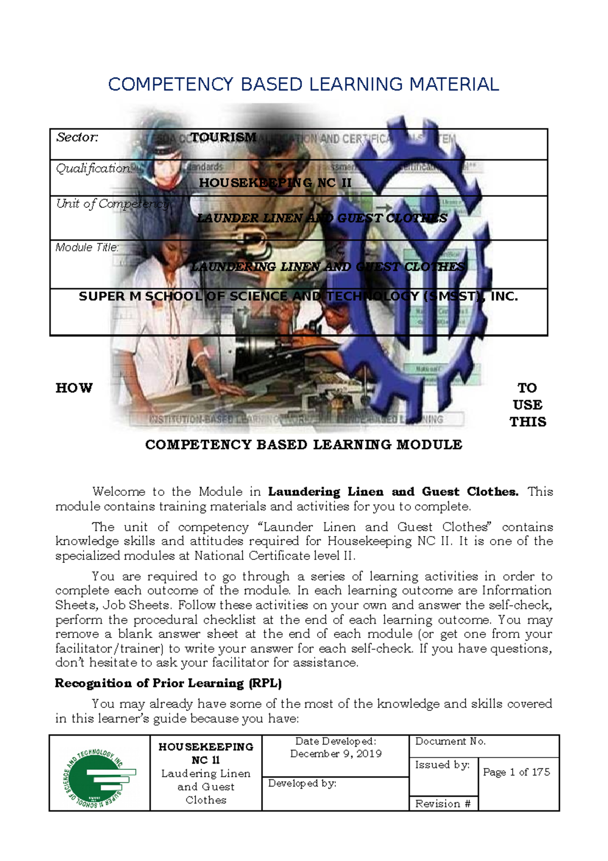 Pdfcoffee - cblm - COMPETENCY BASED LEARNING MATERIAL Sector: TOURISM Qualification ...