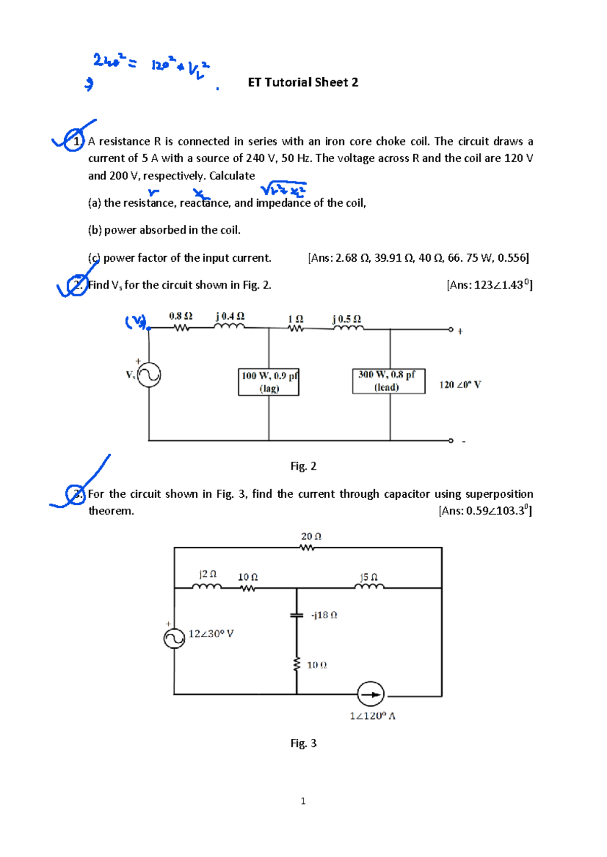 ET Tutorial Sheet 2 autumn 23-24 - ET Tutorial Sheet 2 A resistance R ...
