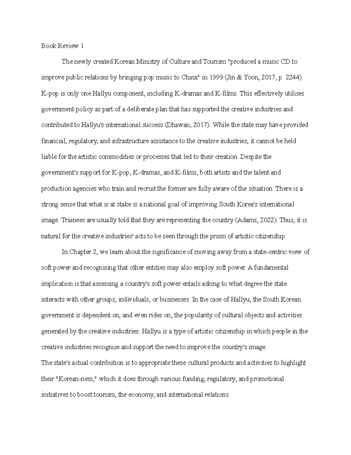 Book review 1 - Book Review 1 The newly created Korean Ministry of ...