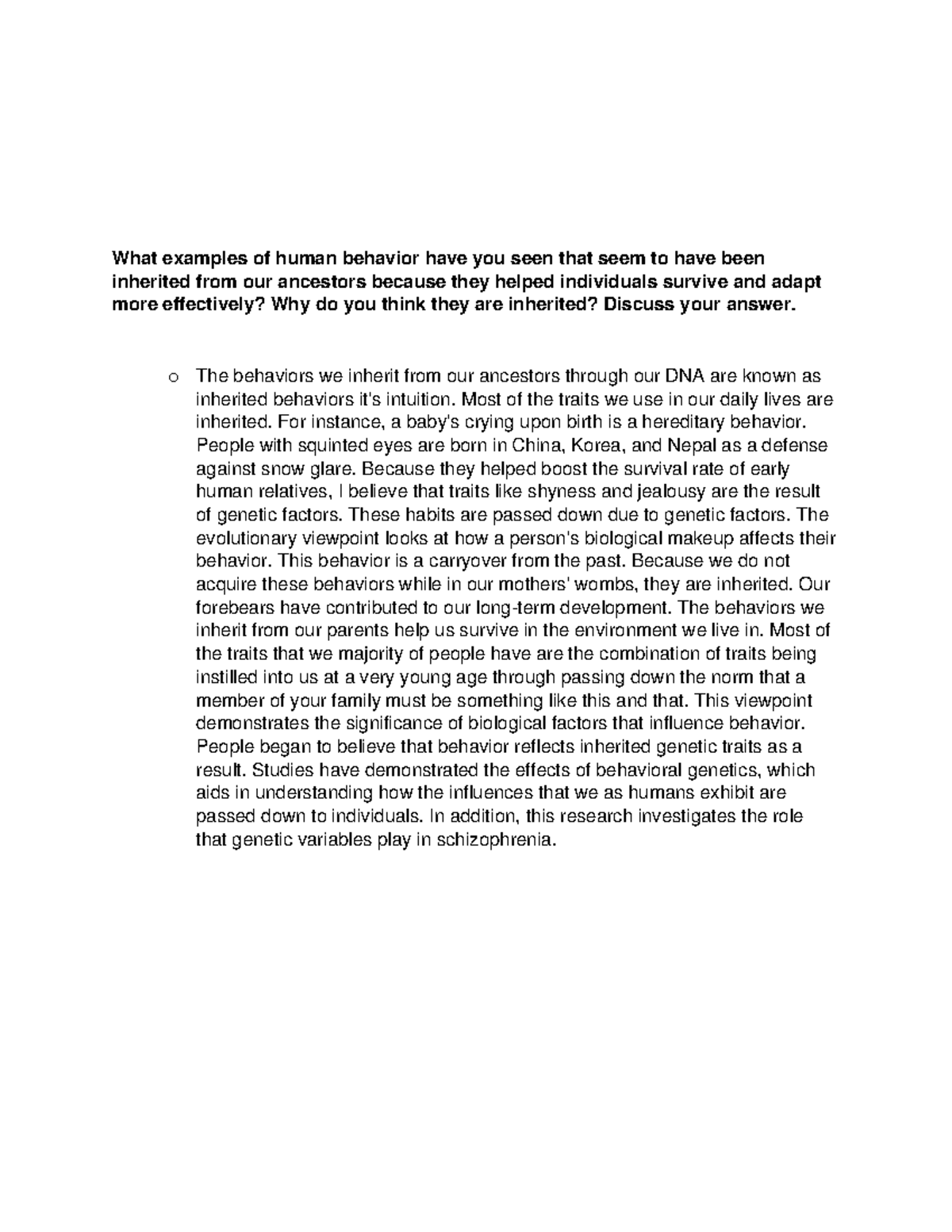 Examples of human behavior - Balangi, Rasselle M. BSPsych 2- What ...