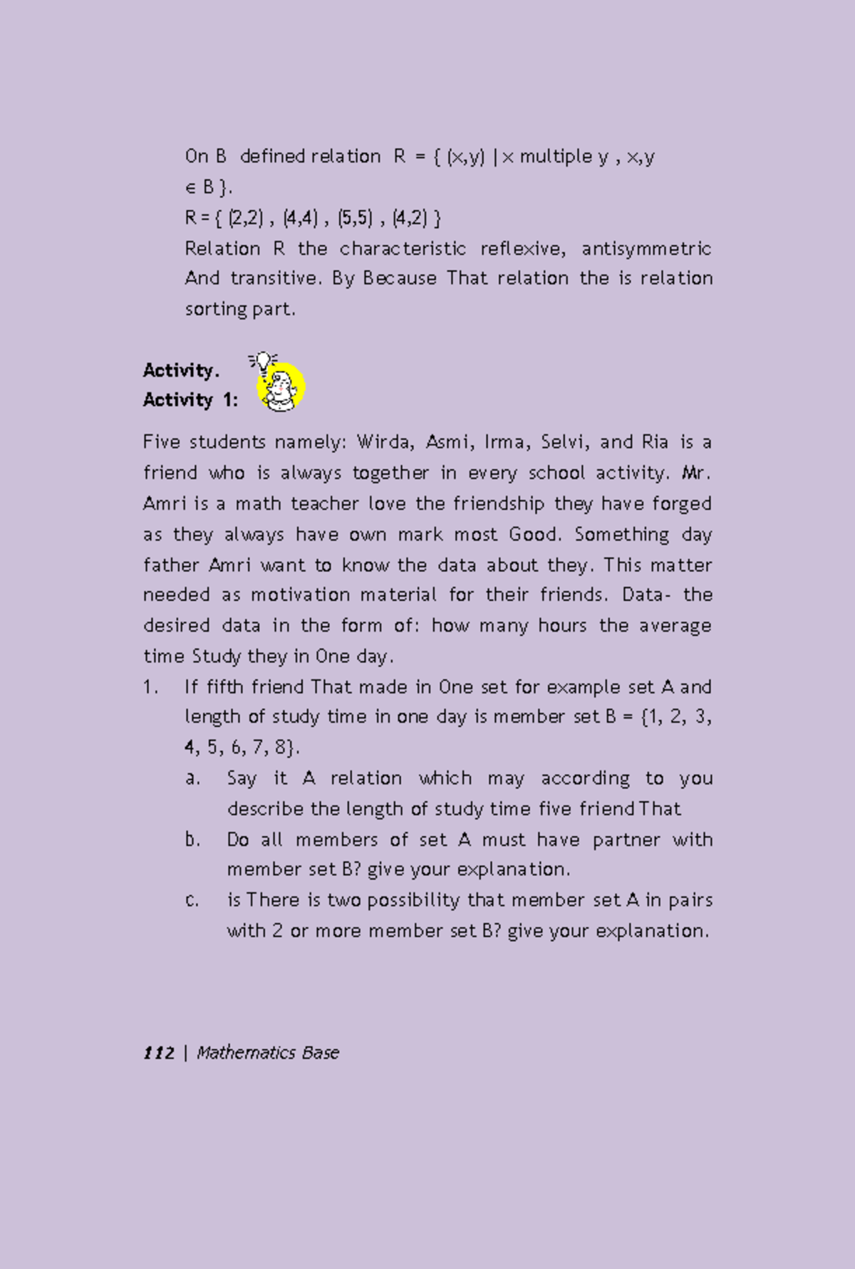 Basic foundation in mathematics-62 - On B defined relation R = { (x,y ...