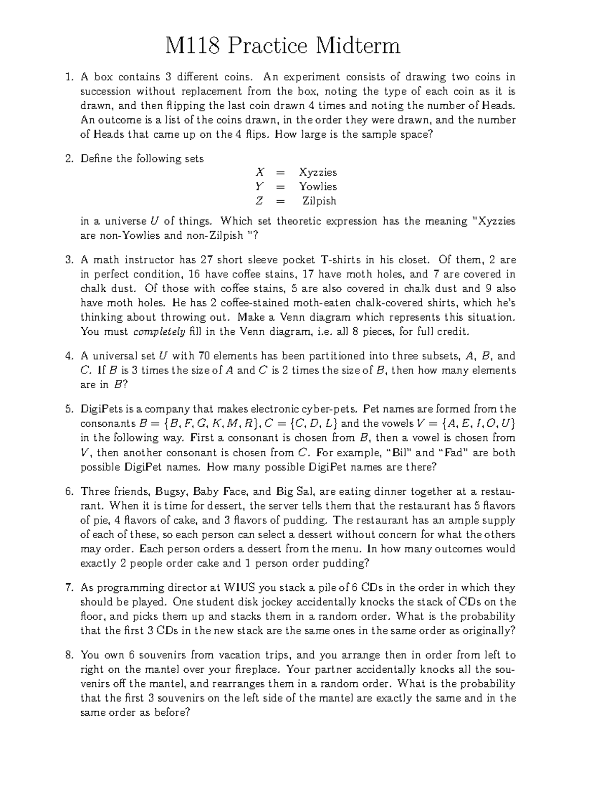 Mt Samp - Finite Mathematics work - M118 Practice Midterm A box ...