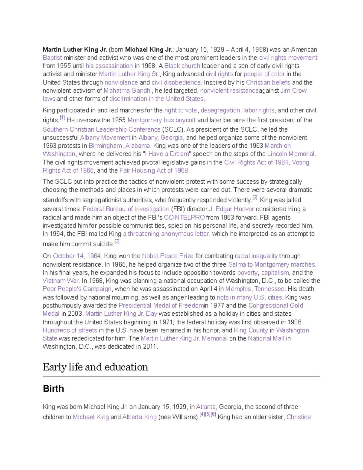 Martin Luther King Jr - (born Michael King Jr.; January 15, 1929 ...