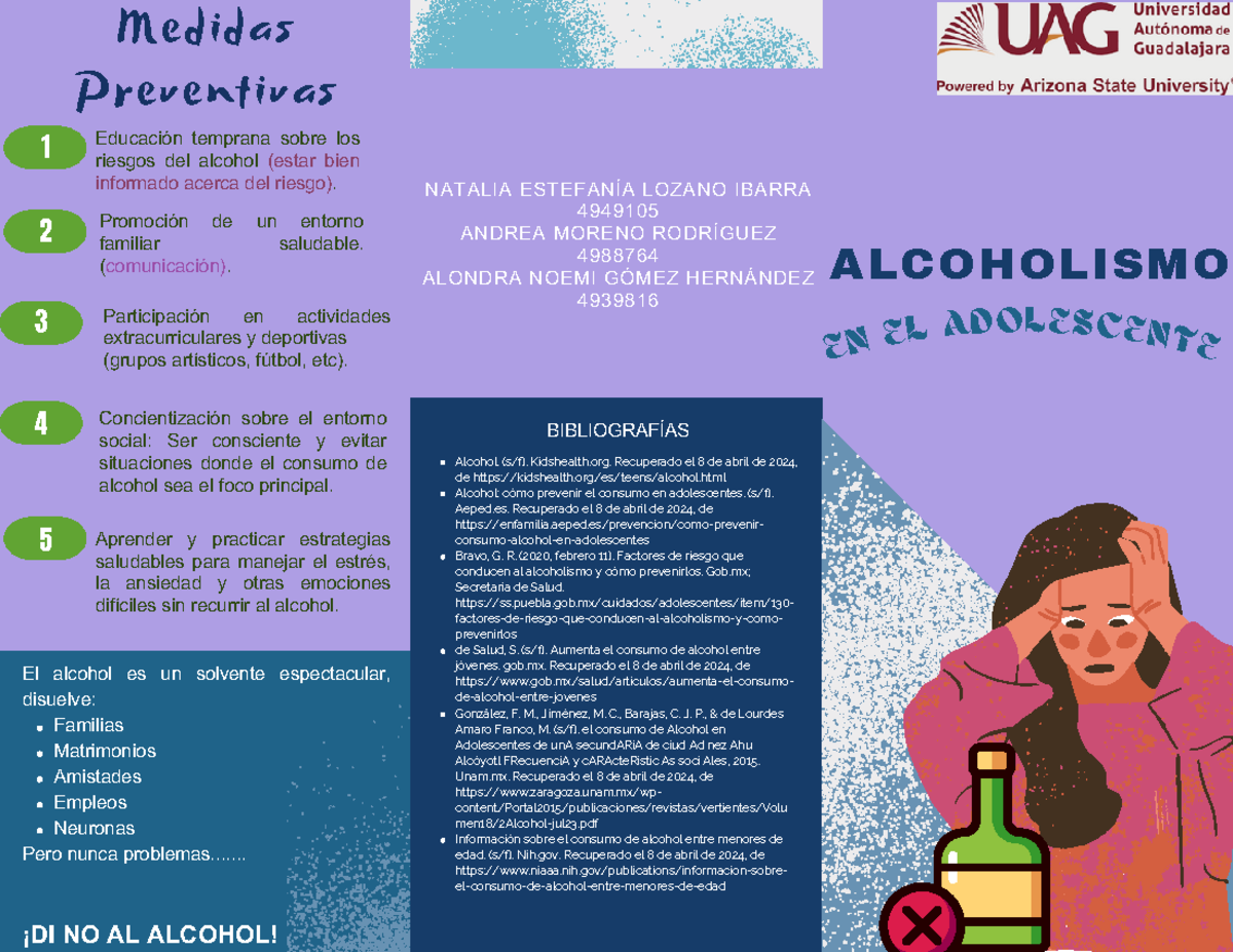 Tríptico de Alcohol en Adolescentes - NATALIA ESTEFANÍA LOZANO IBARRA ...