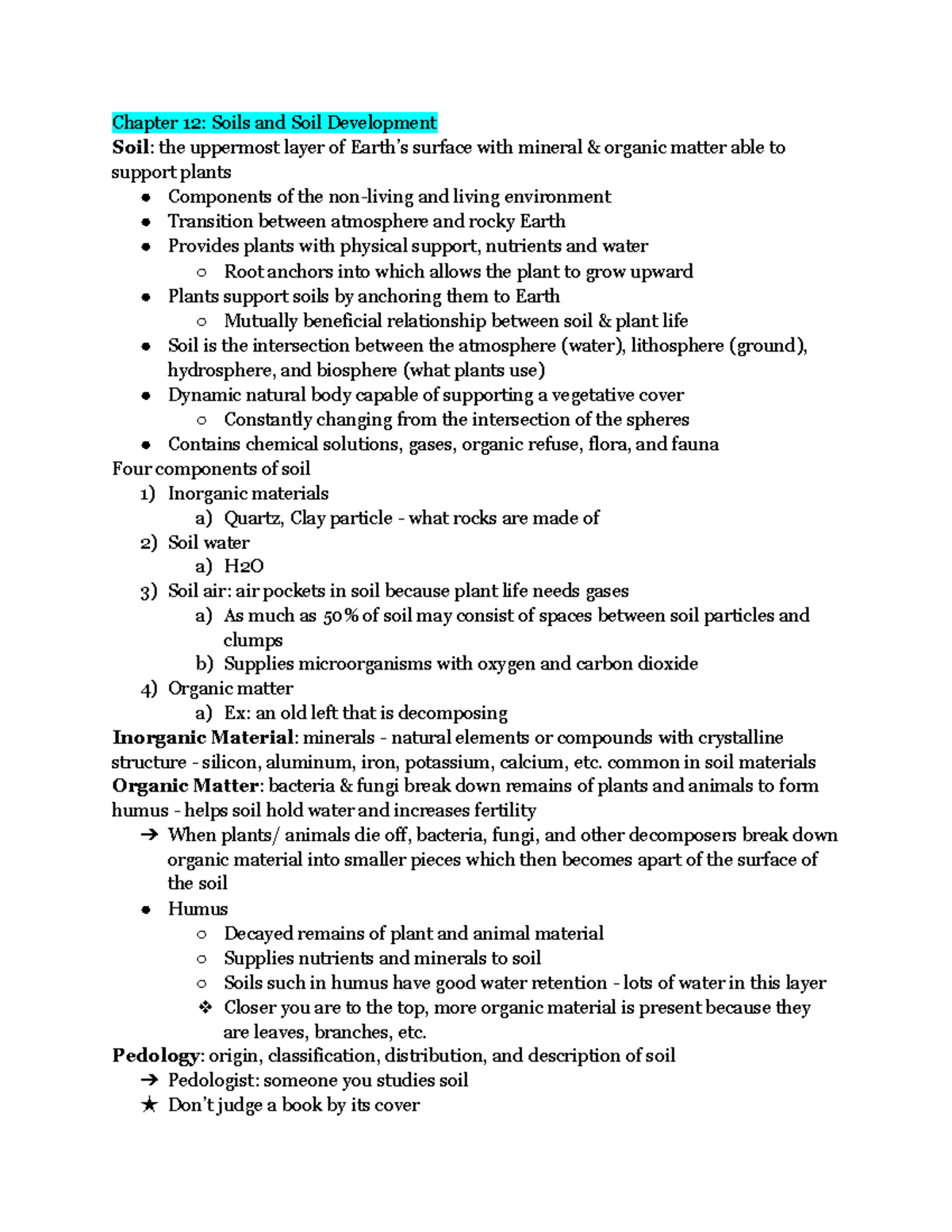Final Earth Science Lectures + Notes - Chapter 12: Soils and Soil ...