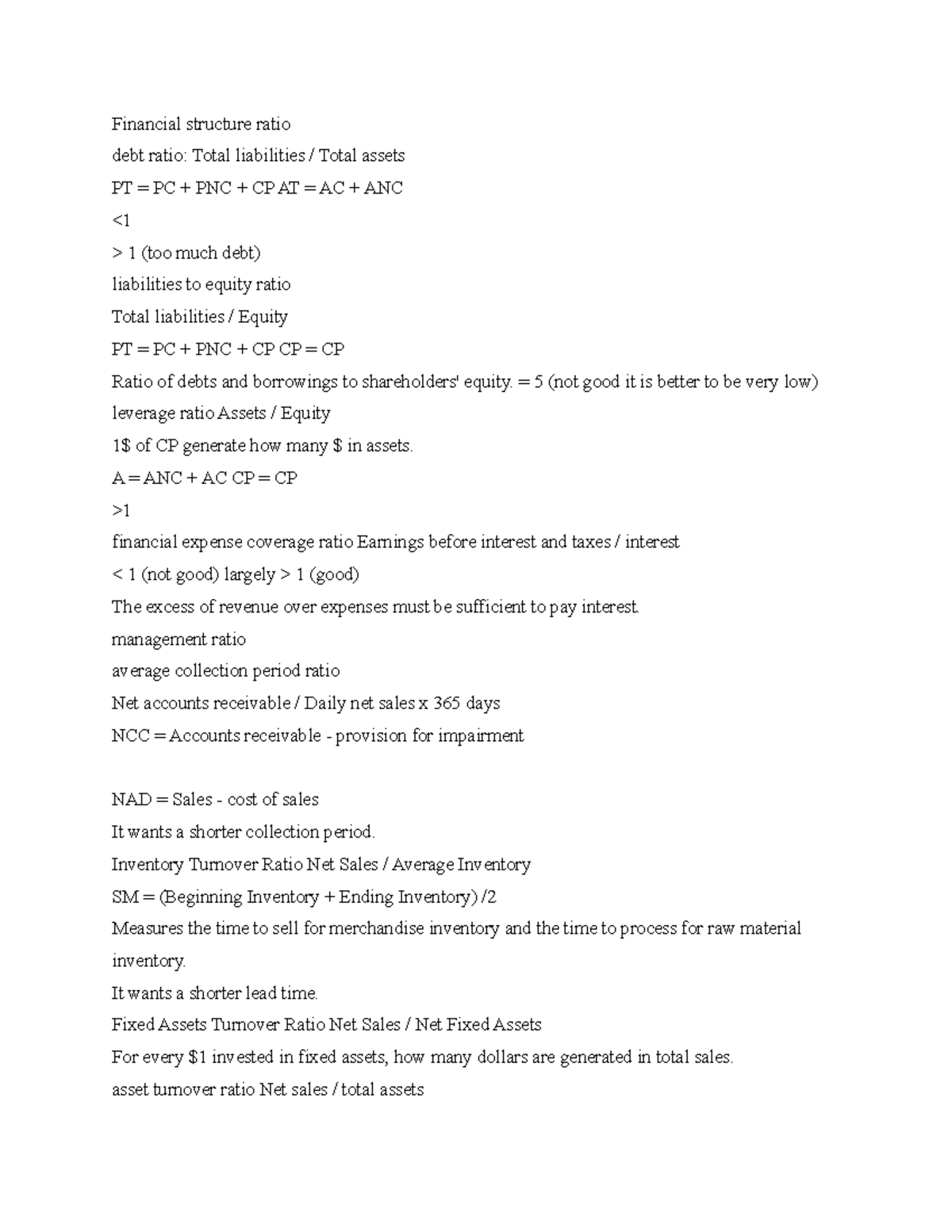 ADM1340 toutes notes -12 - Financial structure ratio debt ratio: Total ...