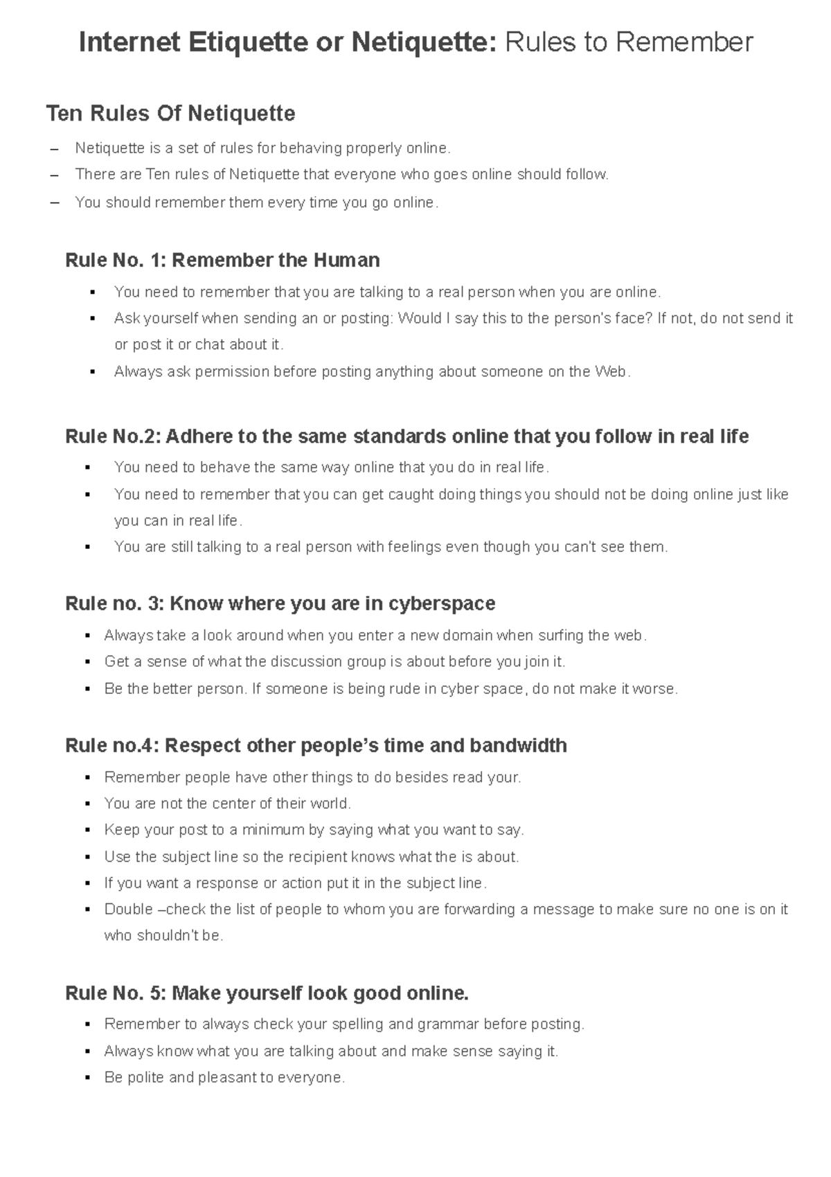 Module 4.1Internet Etiquette or Netiquette - Internet Etiquette or ...