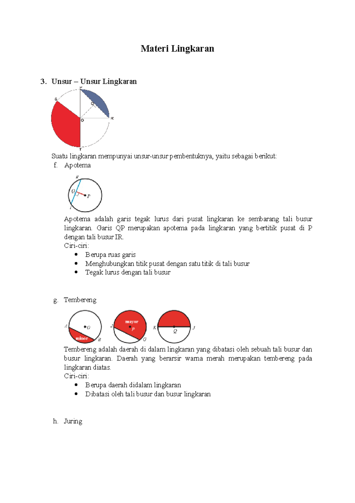 Materi Lingkaran Part 3 - Materi Lingkaran 3. Unsur – Unsur Lingkaran ...