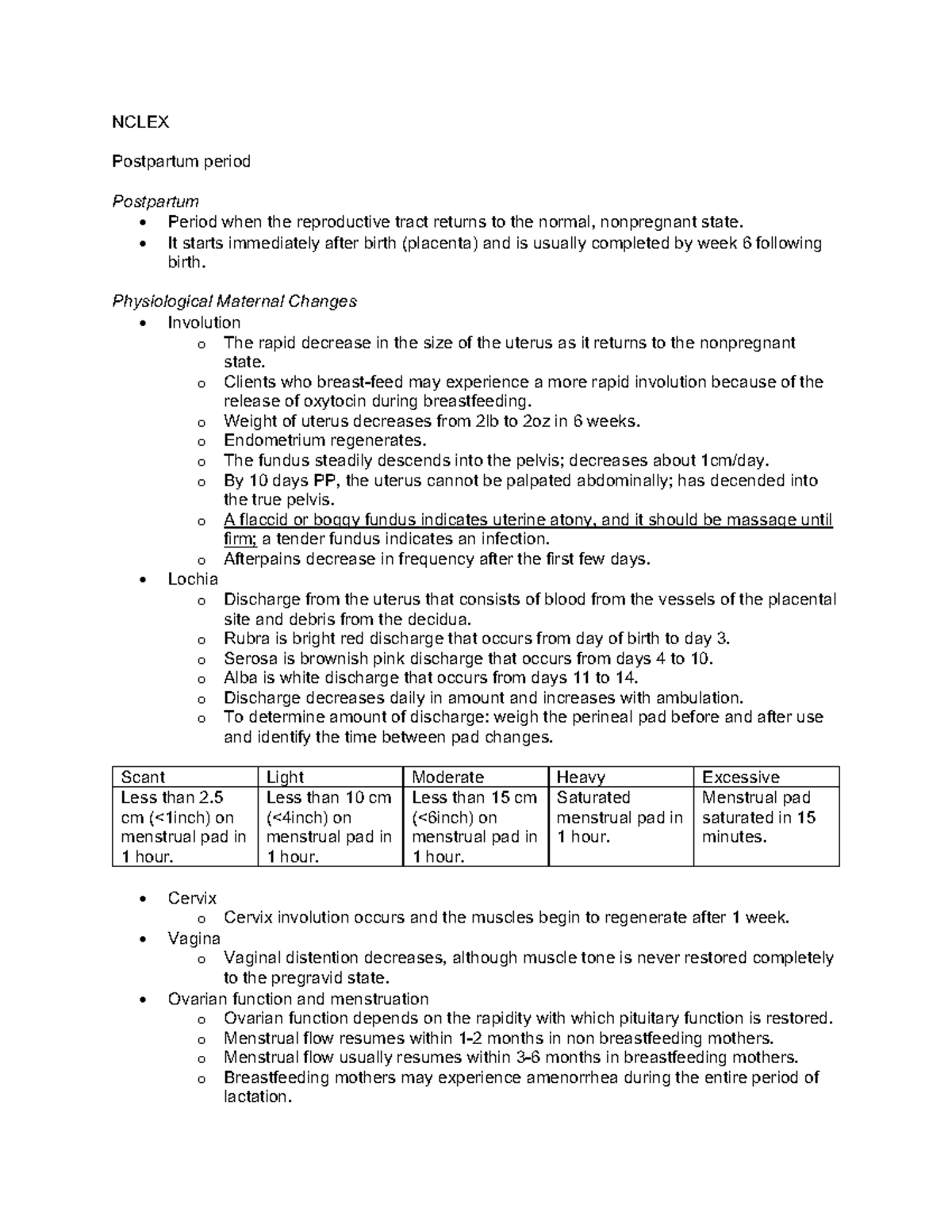 Exam 2 hesi and nclex notes - NCLEX Postpartum period Postpartum ...
