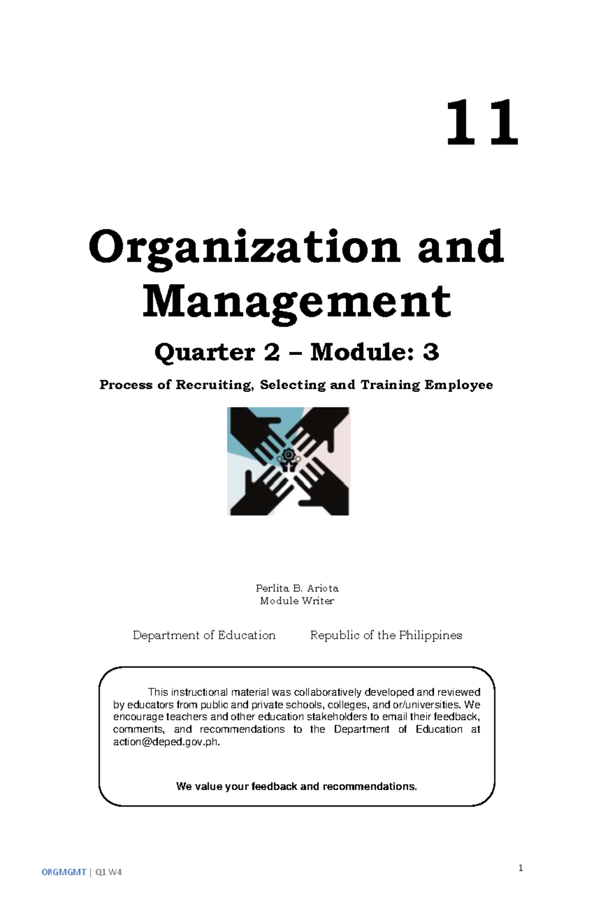 Organization Management Quarter 2 Week 3 - 11 Organization and ...