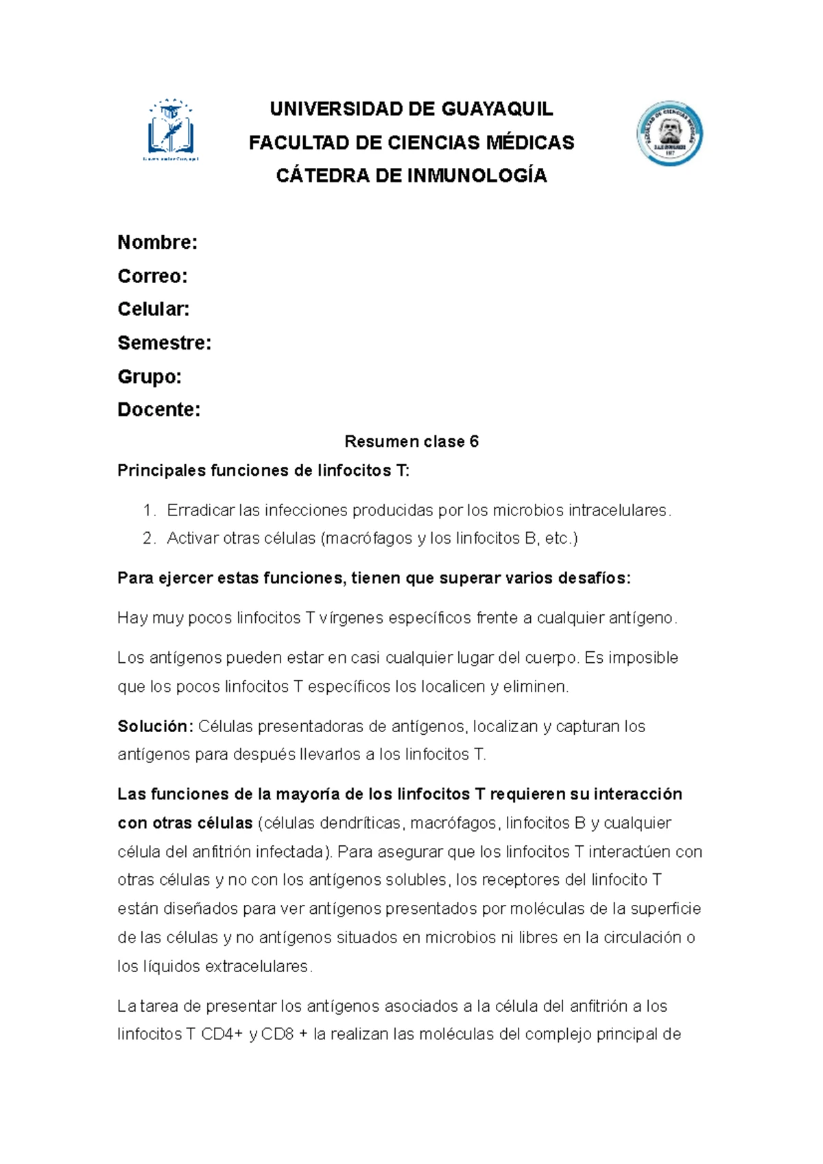 Resumen DEL Capitulo 5 del libro de ABBAS - UNIVERSIDAD DE GUAYAQUIL FACULTAD DE CIENCIAS ...