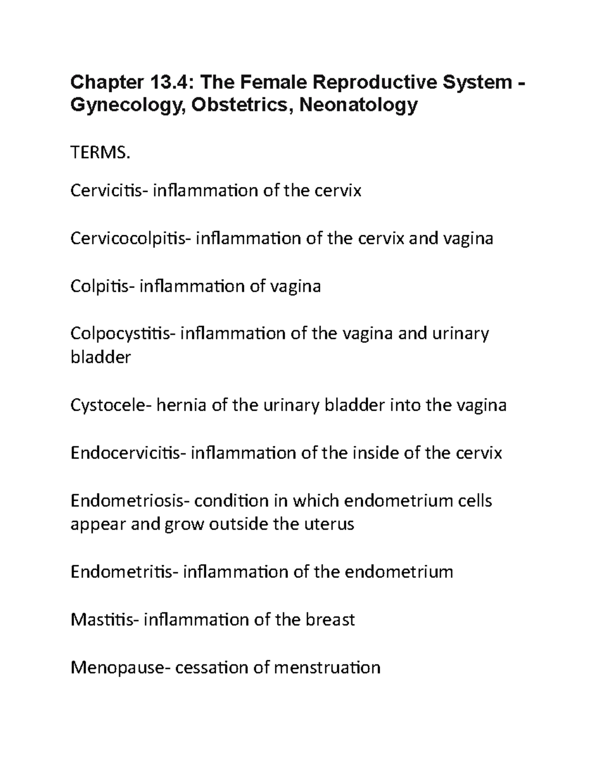 Chapter 13.4- The Female Reproductive System - Gynecology, Obstetrics ...