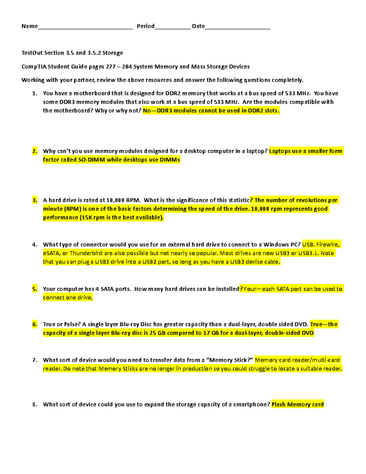 Hawkins Storage Review - Name_____________________________ Period ...