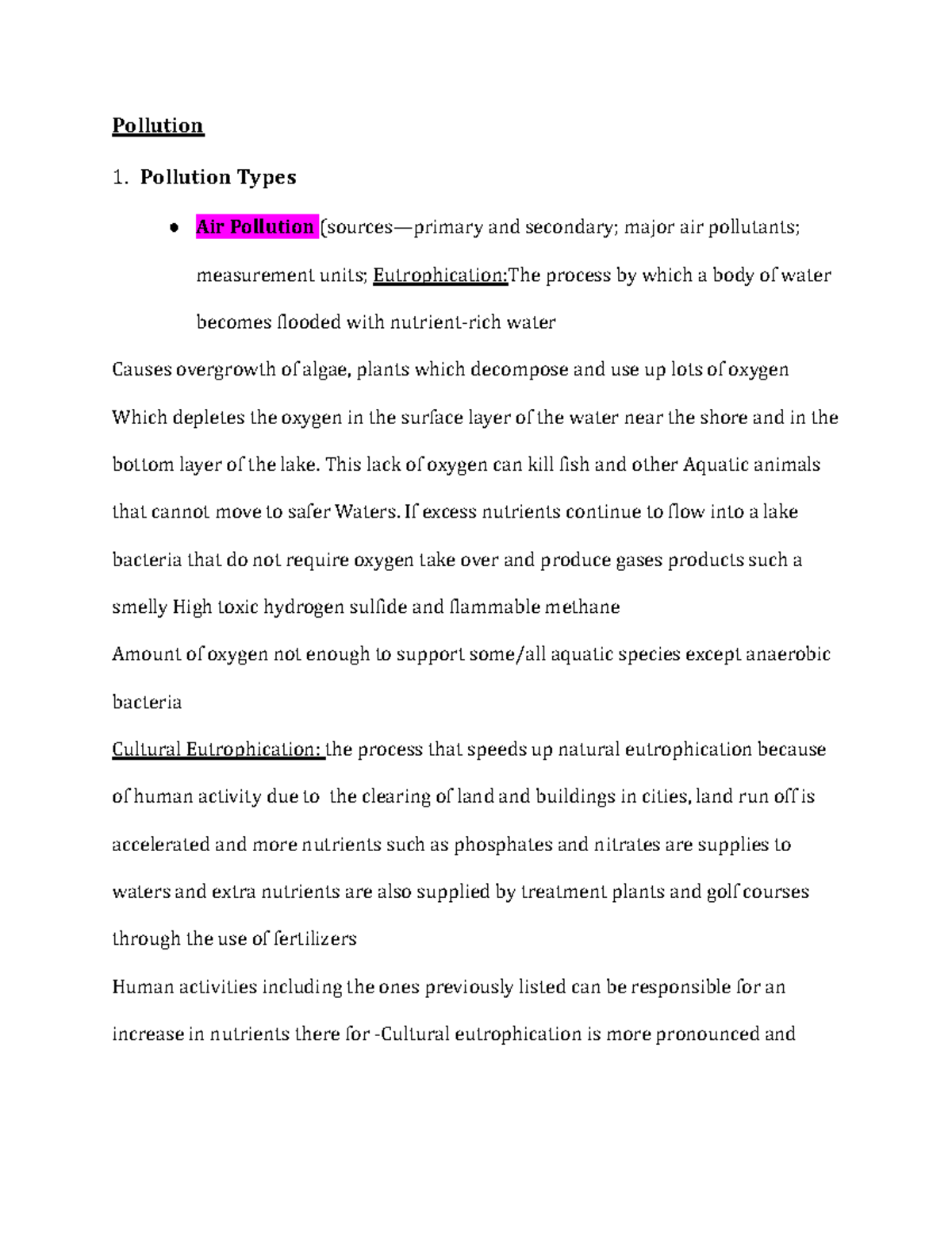 Air Pollution Notes - Google Docs - Pollution 1. Pollution Types Air ...