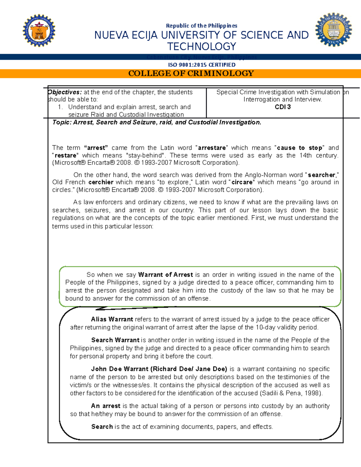 CDI 3 Week 3 4 - MODULE/ REVIEWERS - Republic of the Philippines NUEVA ...