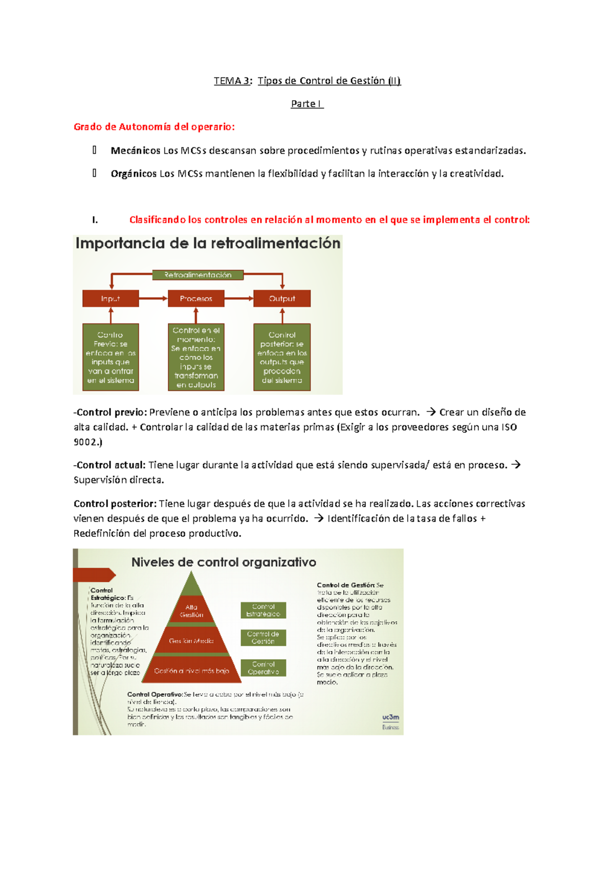 Tema 3 - Apuntes tema 3 - TEMA 3: Tipos de Control de Gestión (II ...