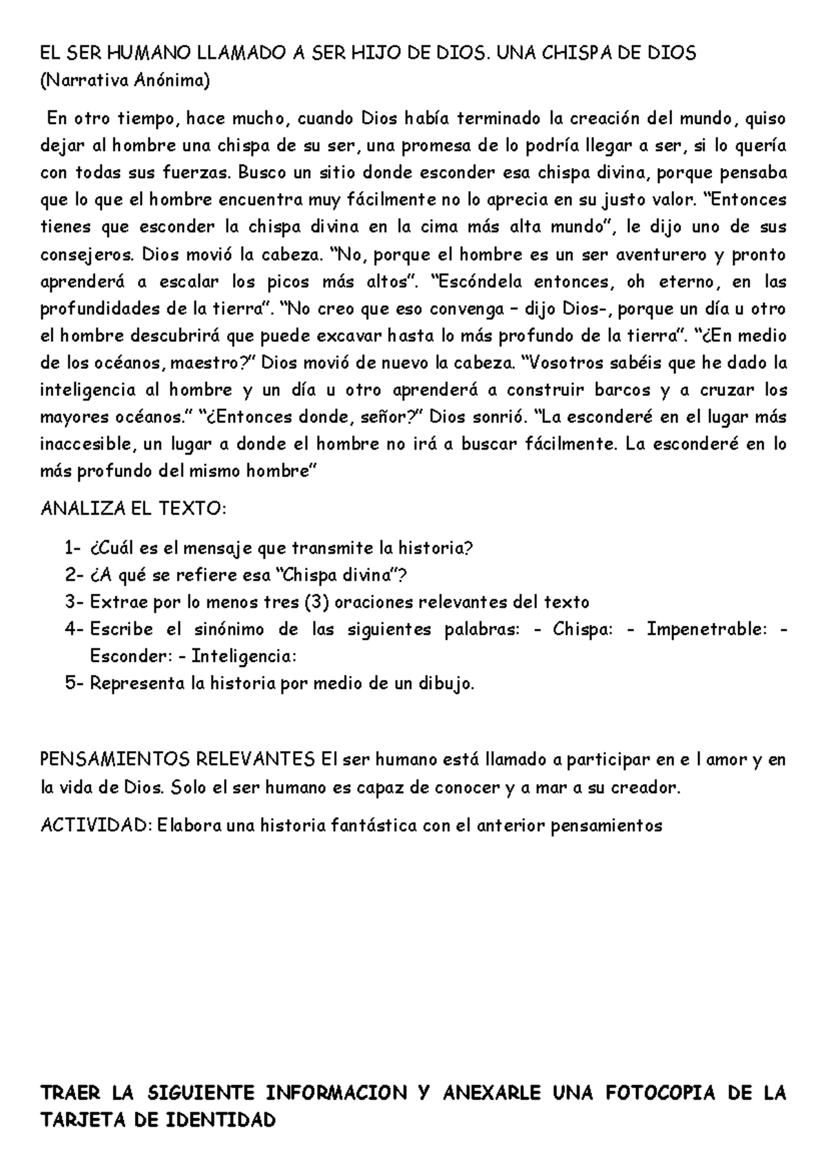 EL SER Humano Llamado A SER HIJO DE DIOS - EL SER HUMANO LLAMADO A SER HIJO DE DIOS. UNA CHISPA ...