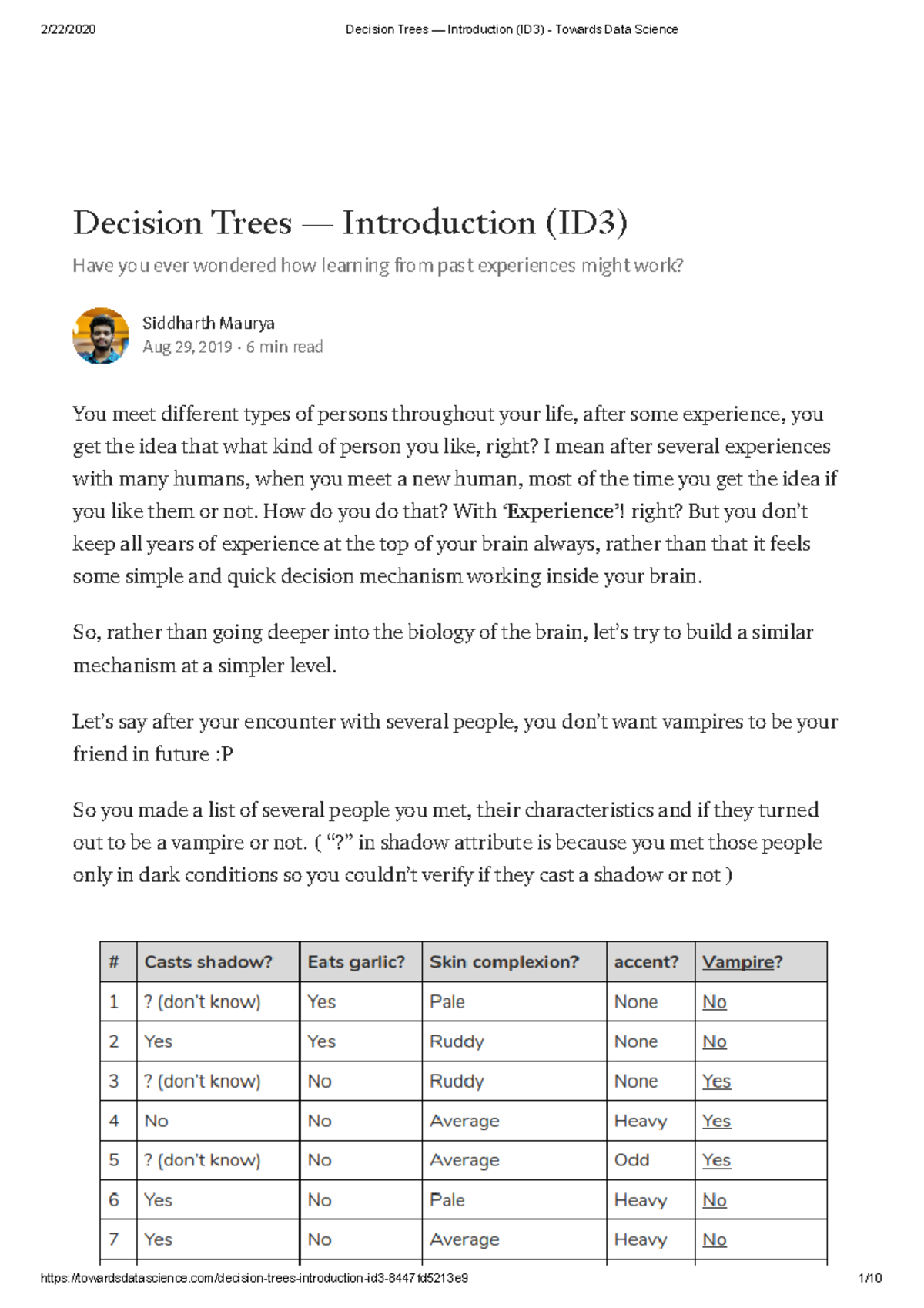 Decision Trees — Introduction (ID3) - Towards Data Science - Decision ...