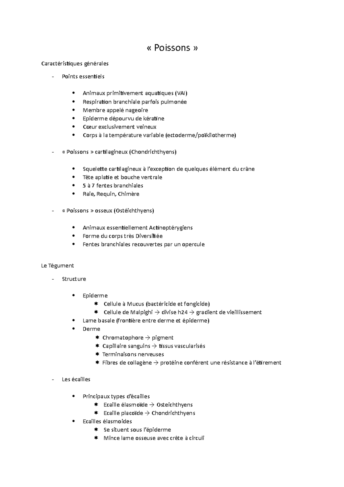Fiche les Poissons - « Poissons » Caractéristiques générales Points ...