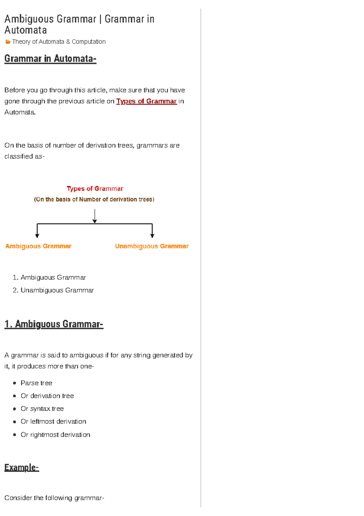 Ambiguous Grammar Grammar in Automata Gate Vidyalay - Theory of ... Ambiguous Grammar Grammar in Automata Gate Vidyalay - Theory of ...