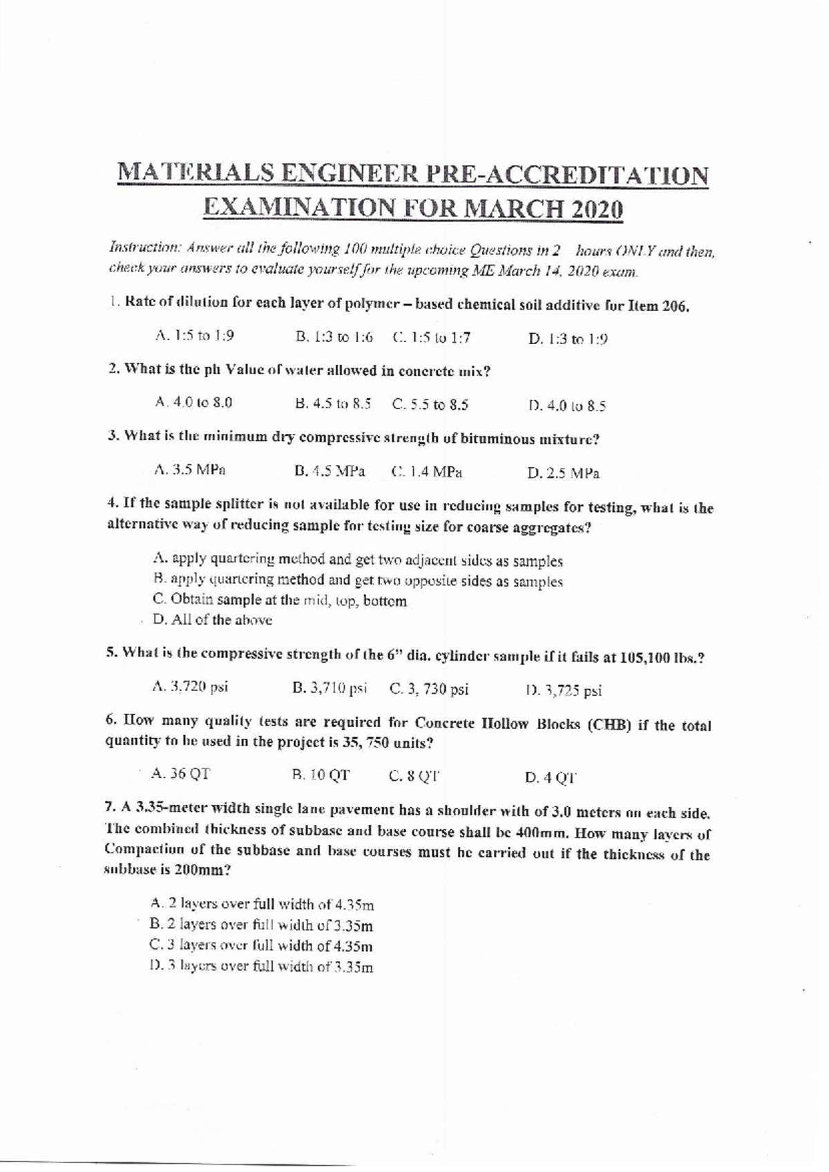 Me refresher 1 - Summary Civil Engineering - MATERIALS ENGINEER ...