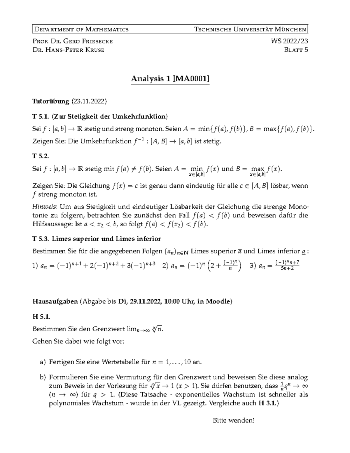 Blatt 05TH - Fifth paper - Department of Mathematics Technische ...