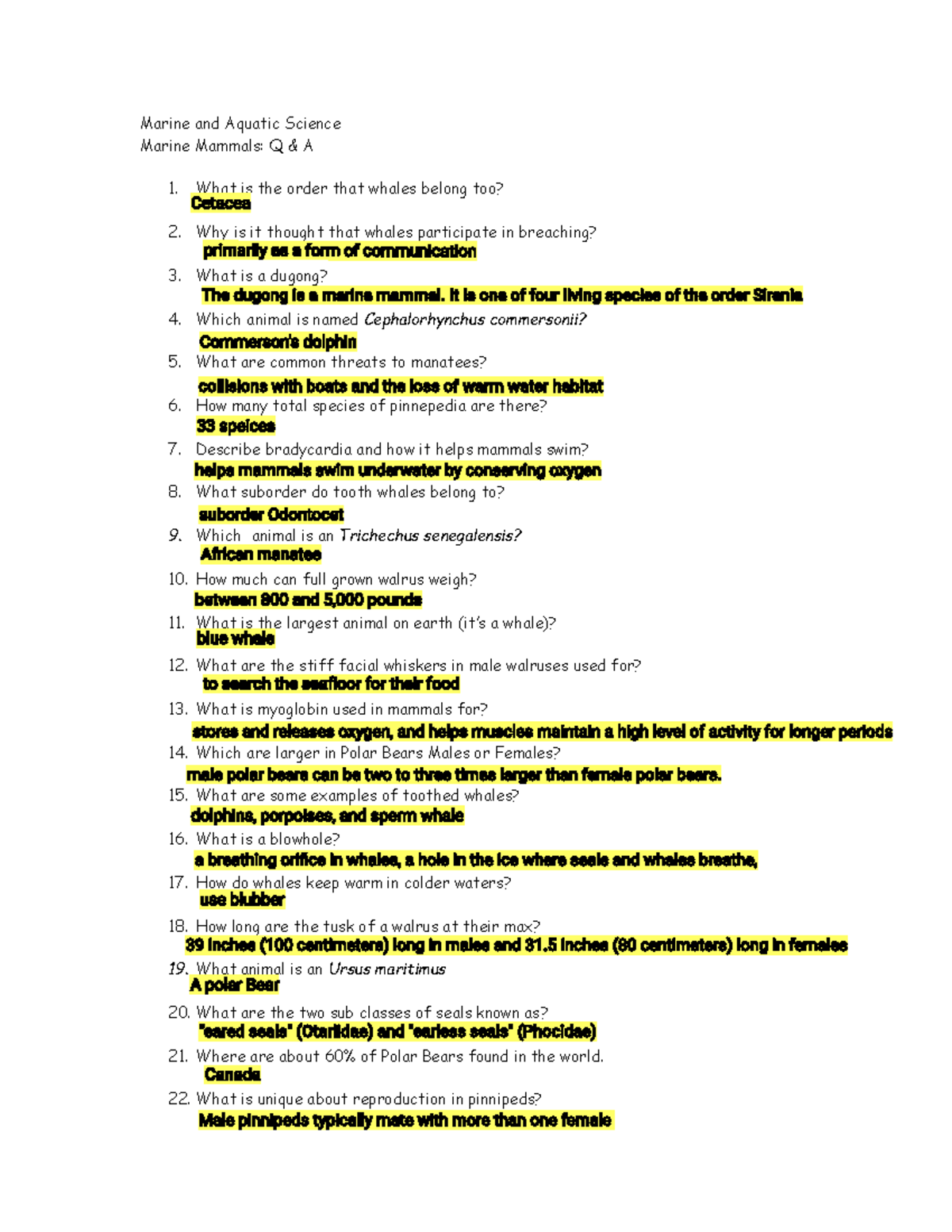 Marine Mammals Q & A - Marine and Aquatic Science Marine Mammals: Q & A ...