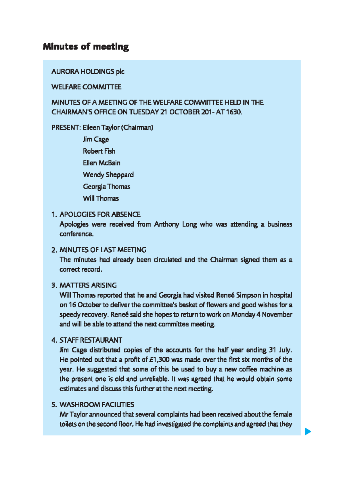 Handout - Minutes of Meeting Topic 6 - Minutes of meeting AURORA ...