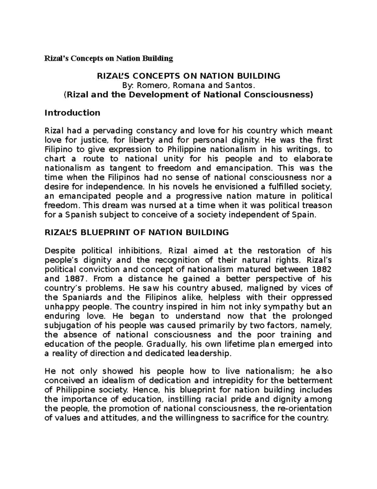 Pdfcoffee - Different - Rizal's Concepts on Nation Building RIZAL’S ...